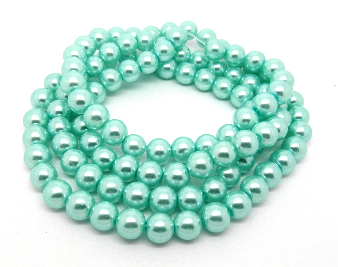 100 perlas de imitación de cristal azul cielo Cuentas redondas de 8 mm ...
