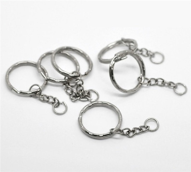 10 Keyring Blanks Key Fobs With Chains Antique Silver Tone - Etsy