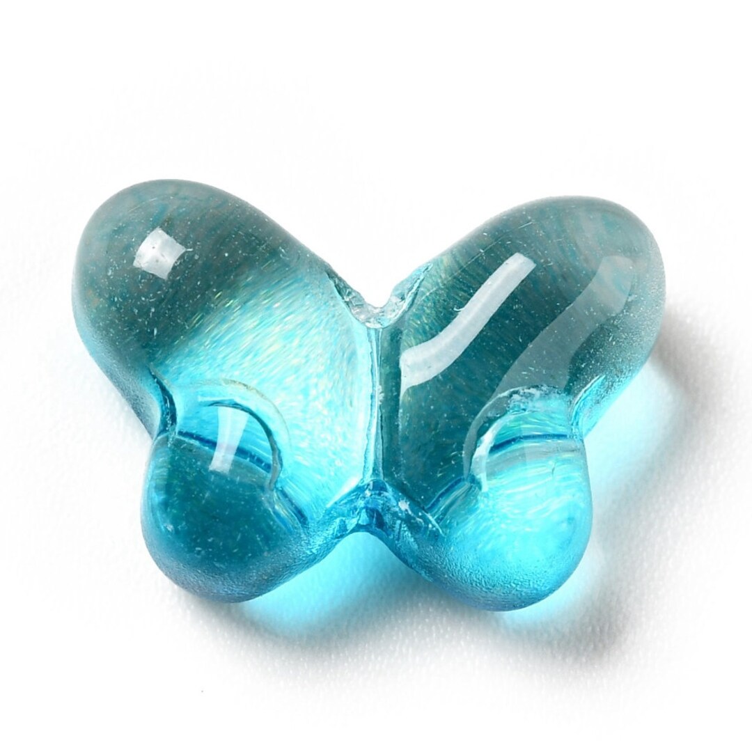 10 Glass Butterfly Beads Cyan 10mm X 14mm Animal Insect P01174 - Etsy