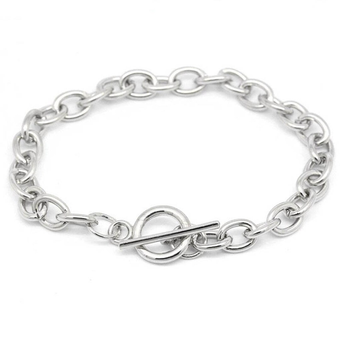 Blank Charm Bracelets - Antique Silver Tone - Pack of 5 - Chunky Chain ...