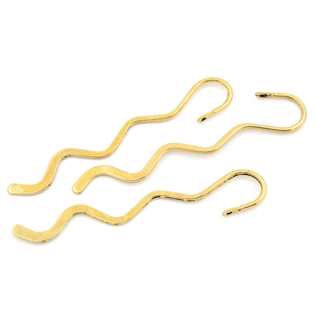 10 Wavy Bookmarks 84mm Gold Plated 1.5mm Hole to Add Beads/charms ...