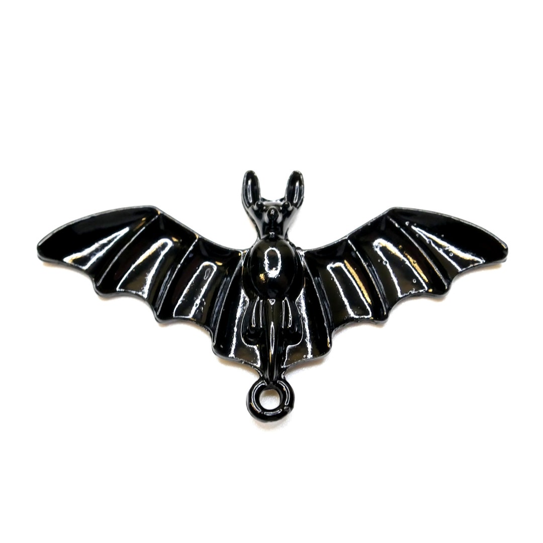 5 Enamel Black Bat Charms - 22.5mm X 41.5mm - Halloween Gothic - P01524 ...