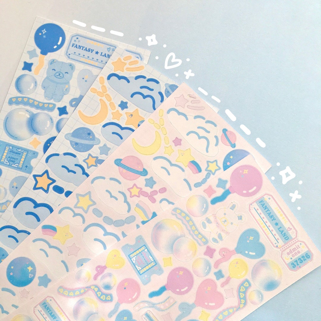 Sky Deco Sticker Sheets Blue Pastel Night Celestial Sky Constellation ...