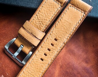 Real Leather Watch Strap Light Brown Orange Men's Watch - Etsy