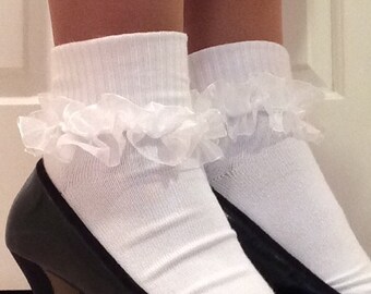 White ruffle socks | Etsy