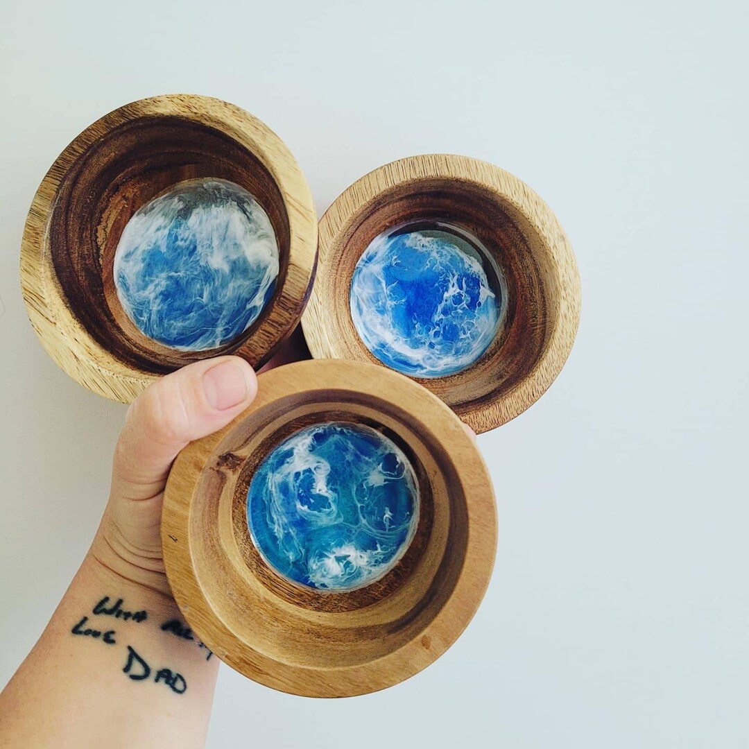 Wooden Ocean Trinket Bowls, Beach Home Decor, Jewelry Dish, Trinket ...