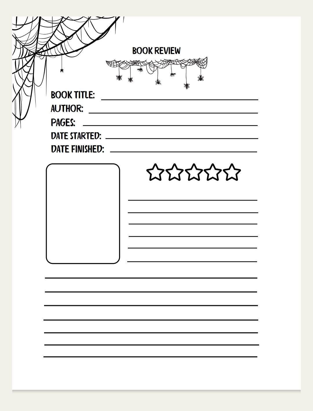 Book Review Printable Template, Spooky Season Book Review, Book Lover ...