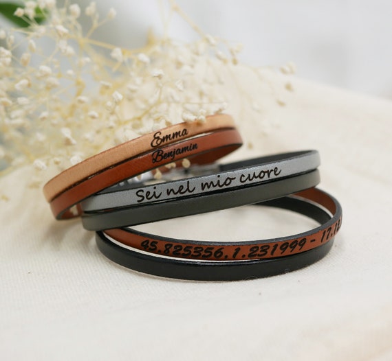 Womens personalised leather bracelet store