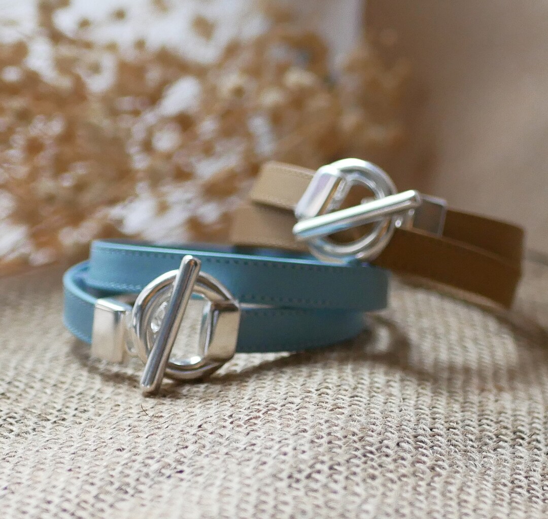 Women's Double-stitched Leather Bracelet With Elegant T-shaped Clasp ...