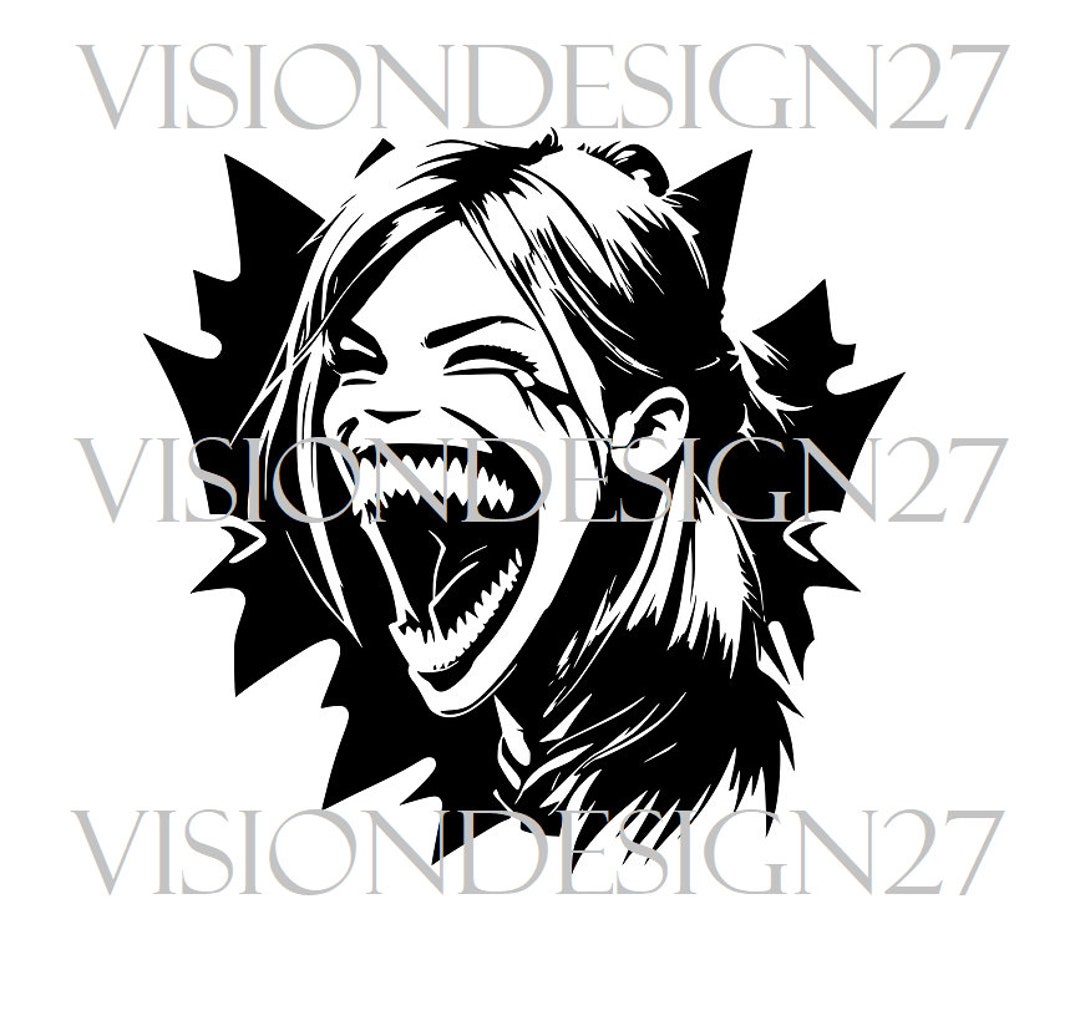 Crazy Laughing Girl Clipart PNG Digital Horror Print, Creepy Instant ...