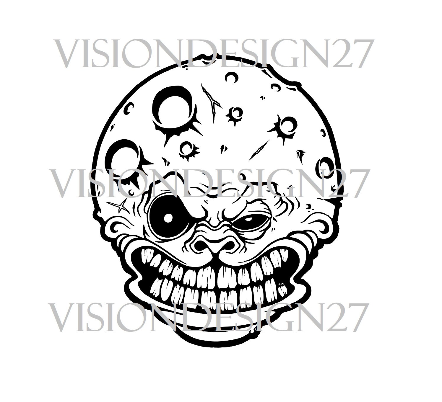 Moon Face Vector .PNG, .SVG, Horror, Creepy, Halloween, Digital ...