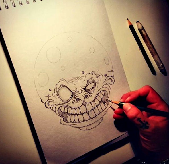 Moon Face Vector .PNG, .SVG, Horror, Creepy, Halloween, Digital ...