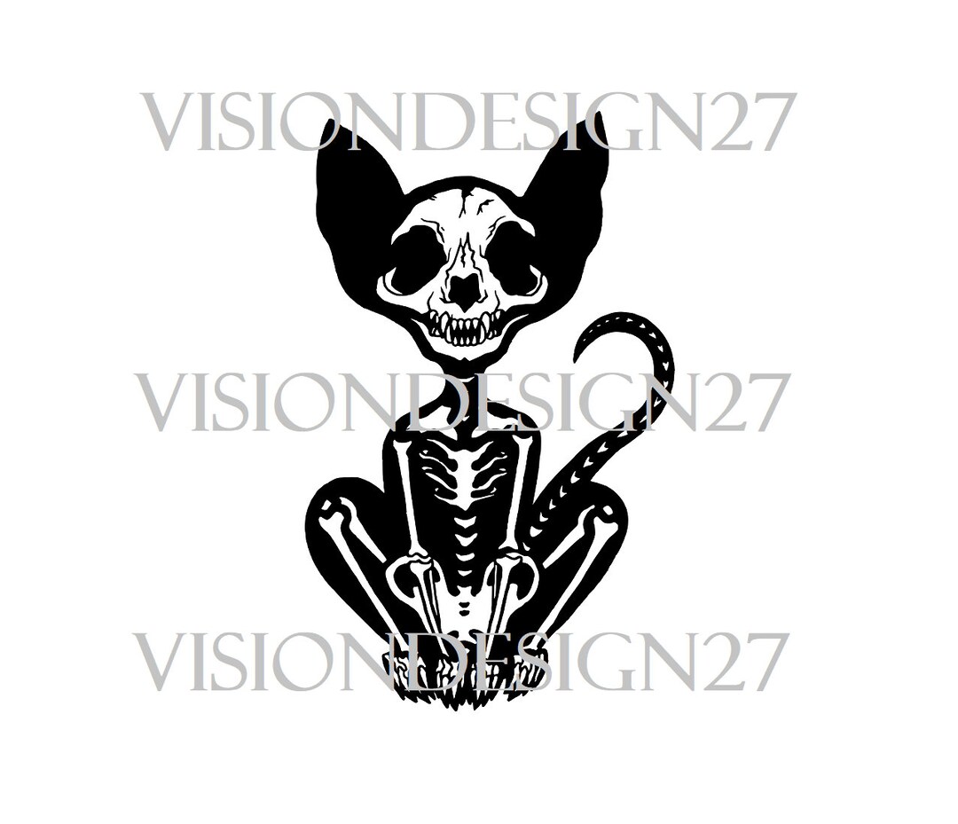 Skeleton Cat, Kitten, .PNG, .SVG, Horror, Digital, Download, Silhouette ...