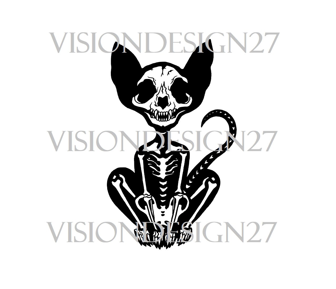 Skeleton Cat Kitten .PNG .SVG Horror Digital Download | Etsy