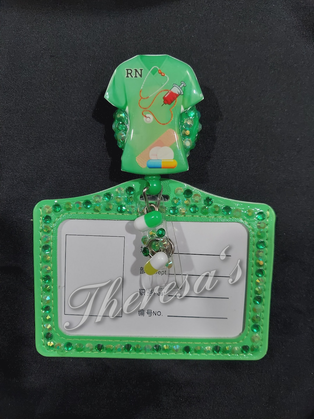 RN Nursing Nurse Lime Green Scrub Top- Horizontal Style Hospital Badge ...