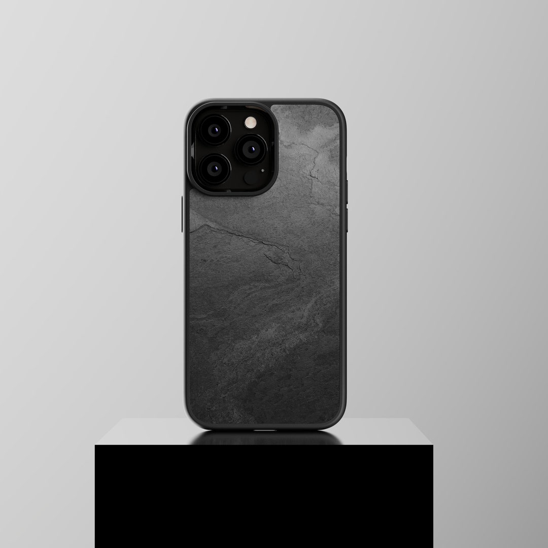 Real Slate iPhone Case - Black Impact Stone Cover | Handmade in Germany ...