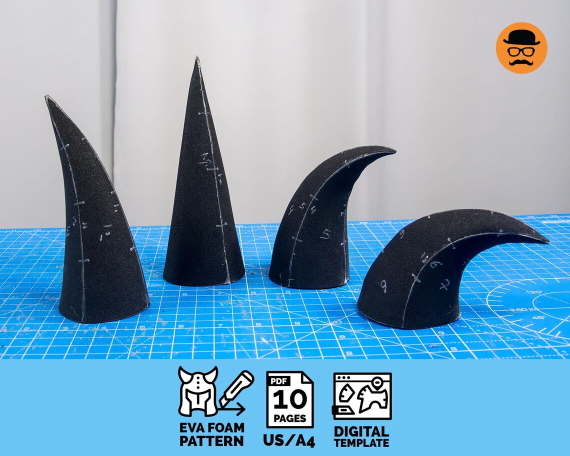 DIY Horns Pack - Printable EVA Foam Pattern for Cosplay, Scalable PDF ...