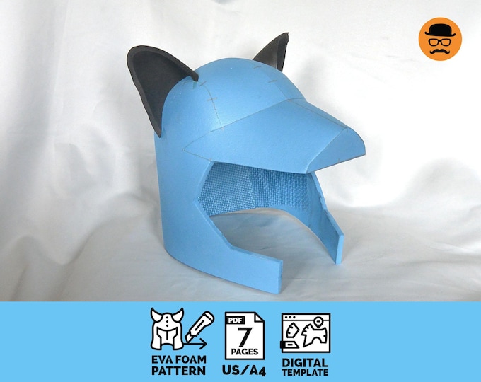 DIY Wolf Mask Eva Foam Helmet Pattern Blueprint Template Vector ...
