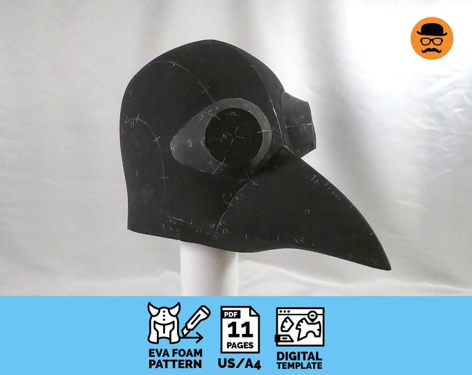 DIY Plague Doctor Mask Eva Foam Helmet Pattern Blueprint Template Pdf ...