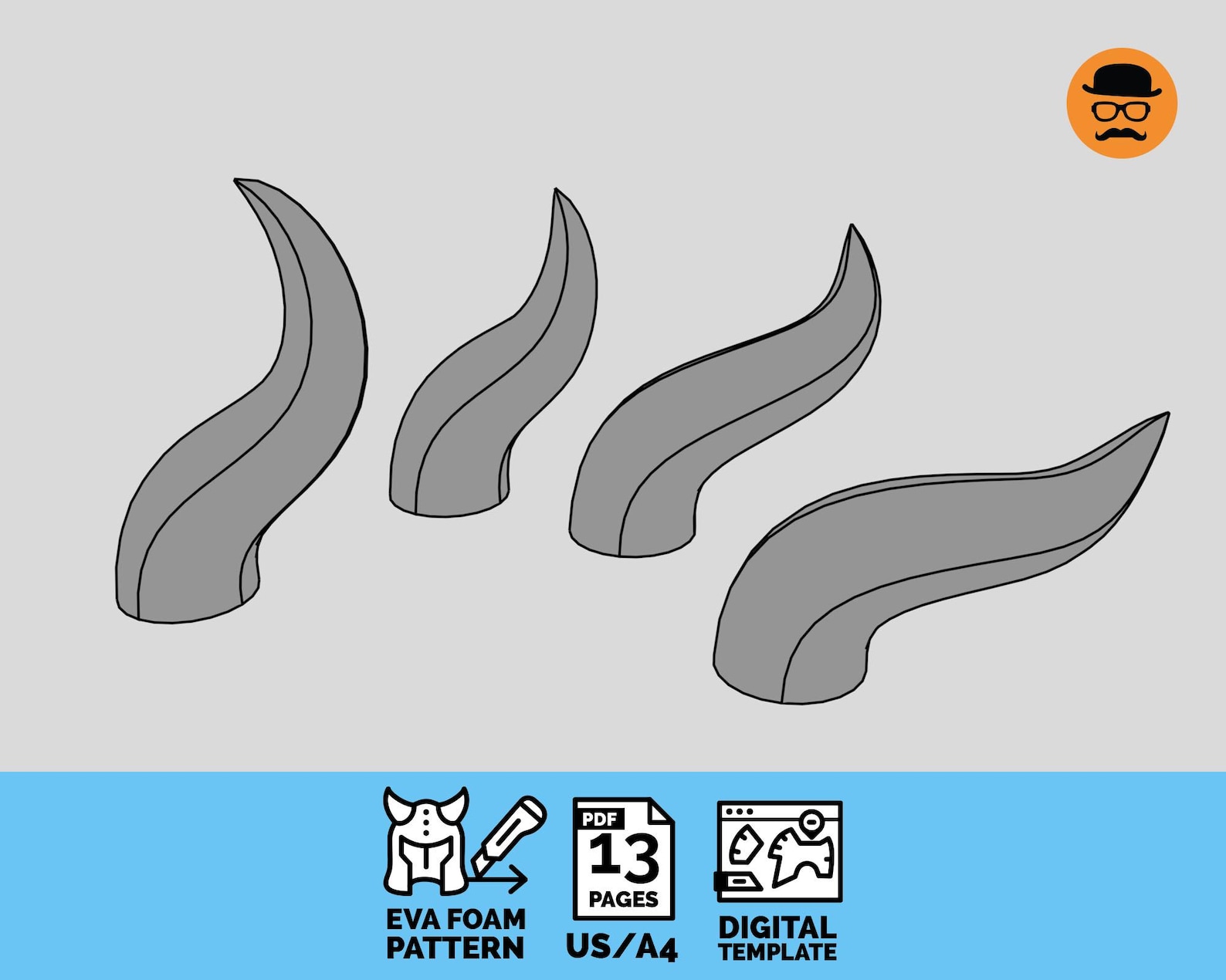 DIY Horns Pack - Printable EVA Foam Pattern for Cosplay, Scalable PDF ...