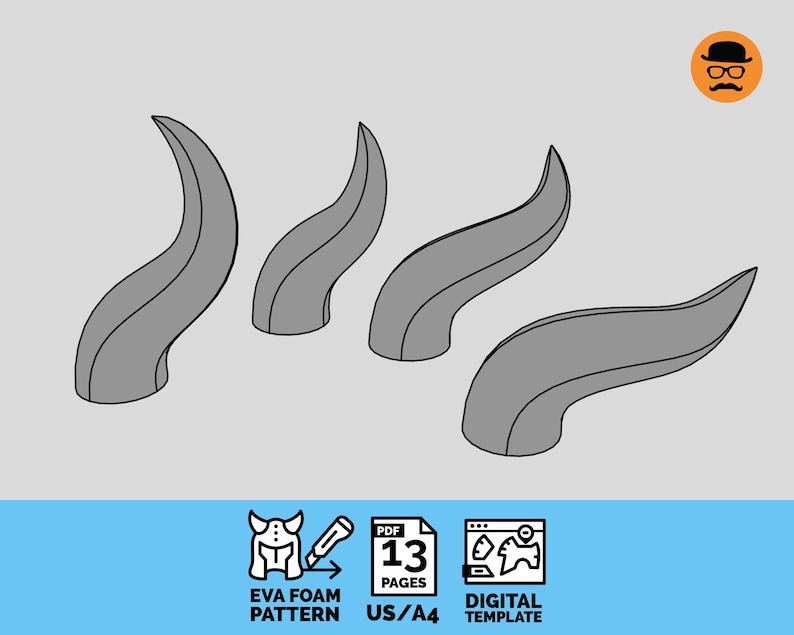 DIY Horns Pack - Printable EVA Foam Pattern for Cosplay, Scalable PDF ...