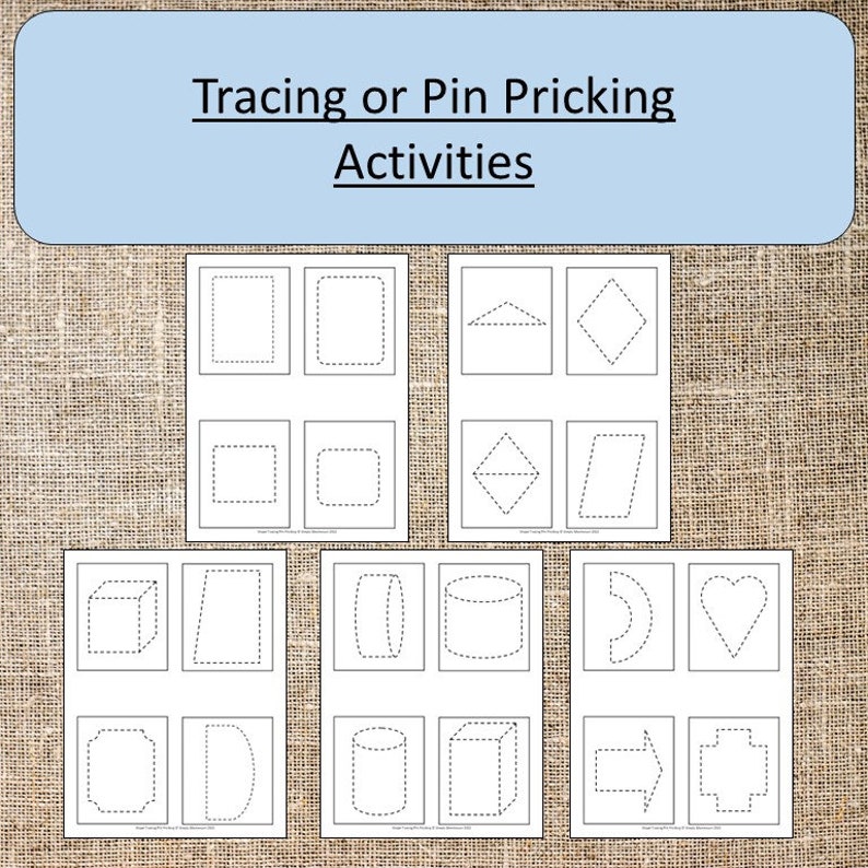 Shape Tracing/ Cutting/pin Pricking Montessori Fine Motor Pencil Grip ...