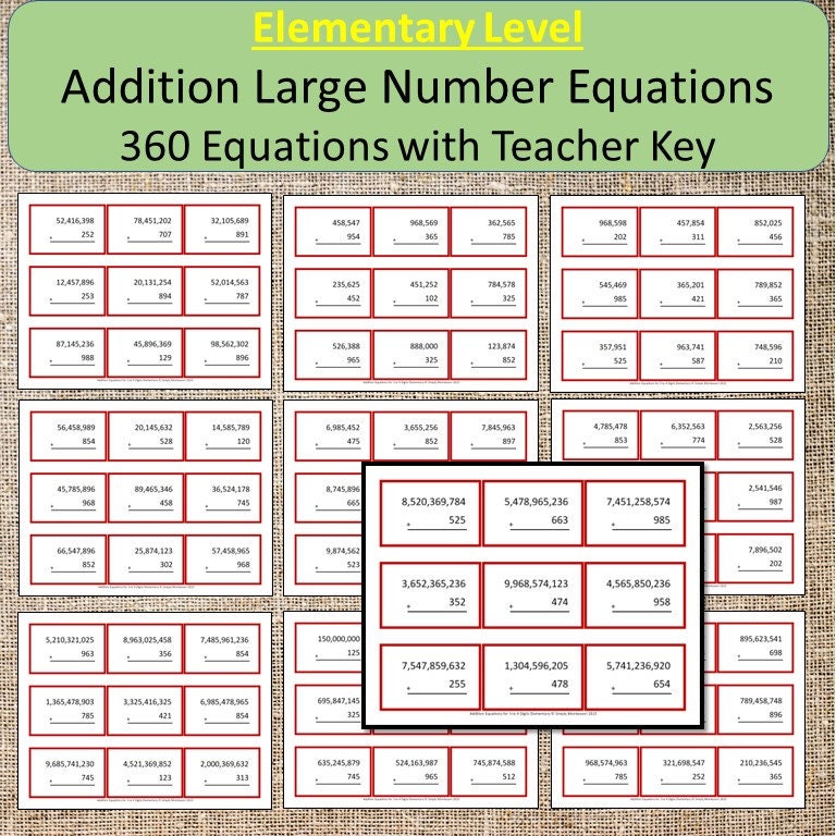 Addition Equations Montessori Math Elementary Homeschool - Etsy