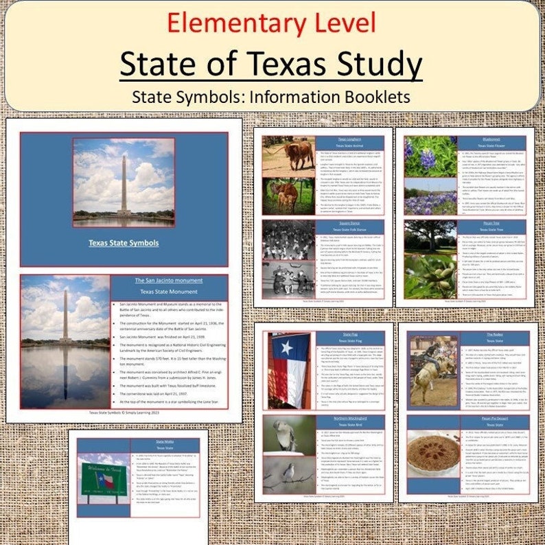 State of Texas Symbols Booklet Elementary Montessori Homeschool - Etsy