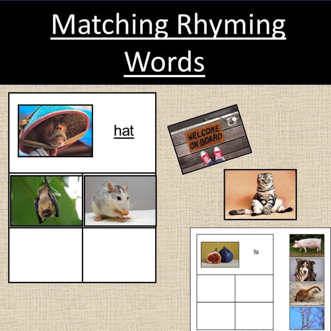 Matching Rhyming Words Pictures Language Activity Montessori Homeschool ...