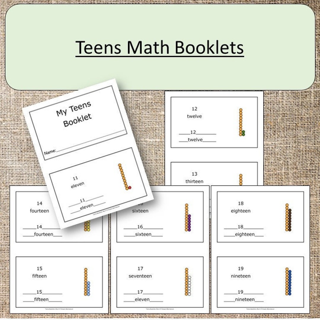 Teens Booklet Math Numerals and Numbers Montessori Homeschool Preschool ...