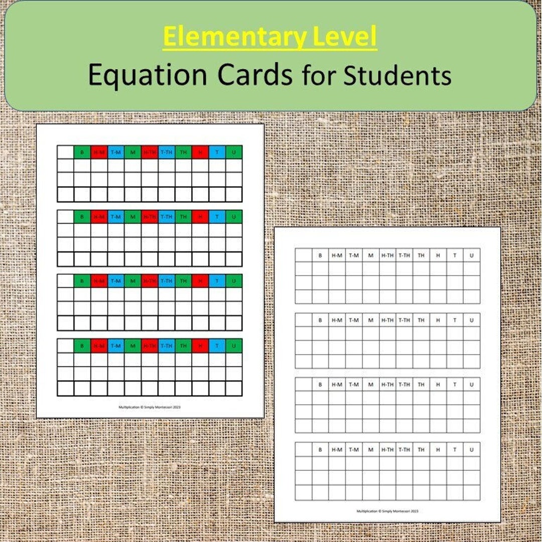 Equation Cards for Students up to Billions Place Montessori Math ...