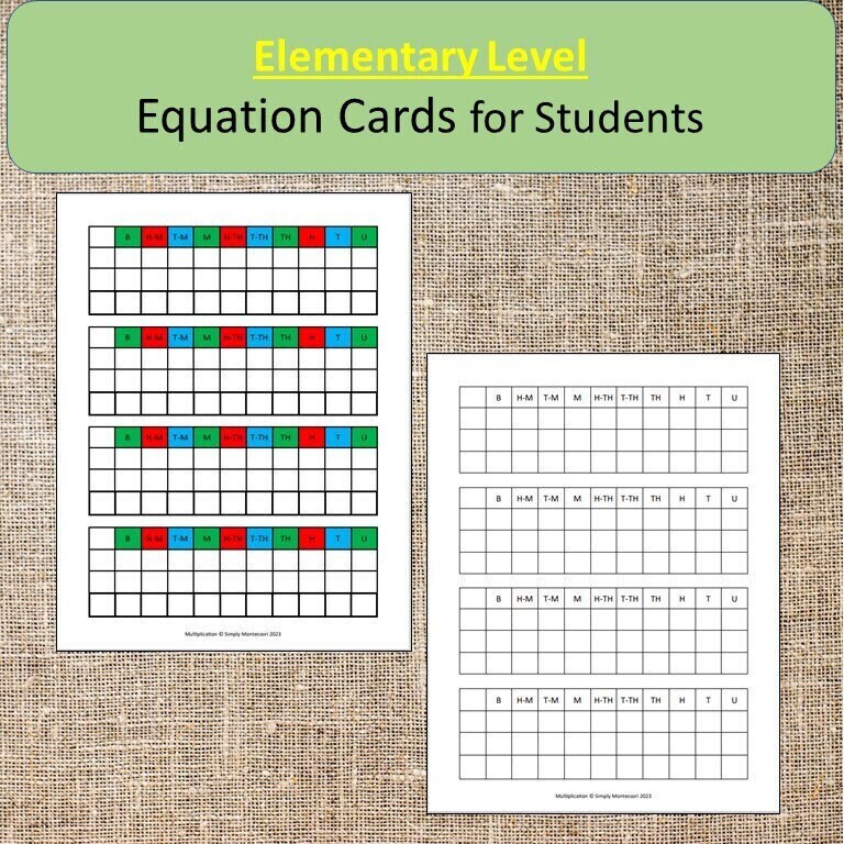 Equation Cards for Students up to Billions Place Montessori Math ...