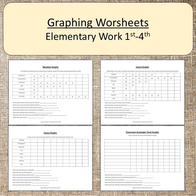 Graphing Worksheets Elementary Montessori Homeschool - Etsy