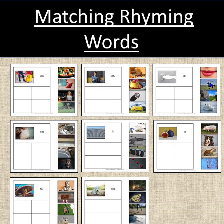 Matching Rhyming Words Pictures Language Activity Montessori - Etsy