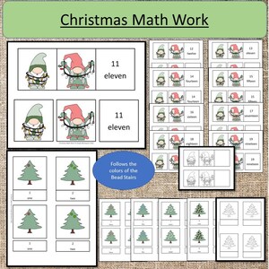 Christmas Gnomes Math Work Matching Cards Montessori Preschool ...