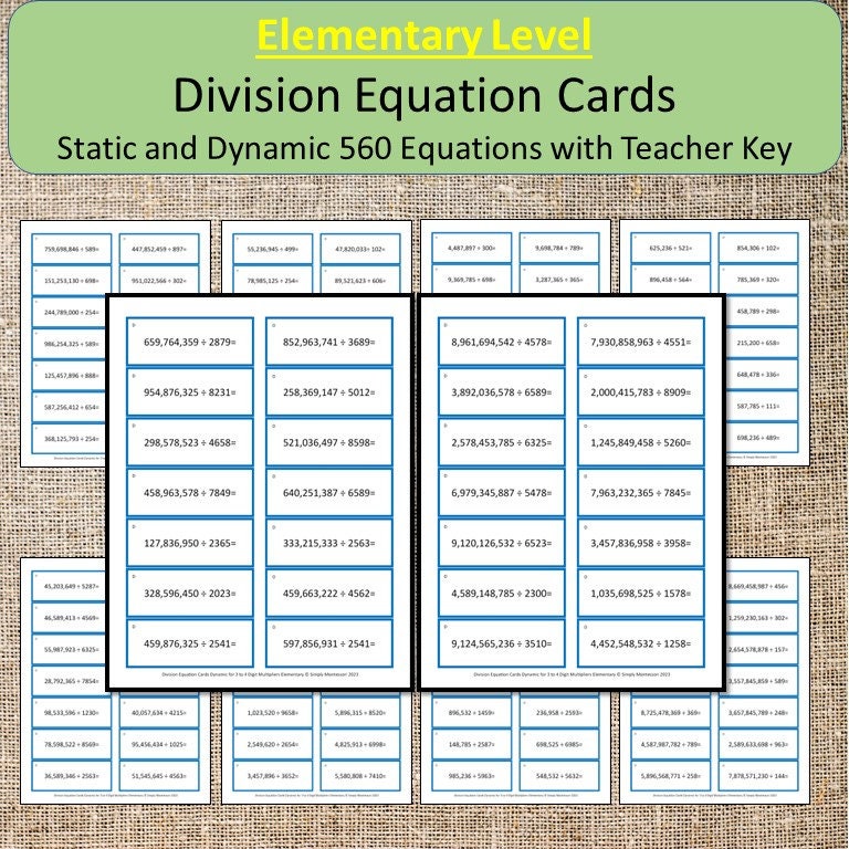 Division Equations Montessori Math Elementary Homeschool - Etsy