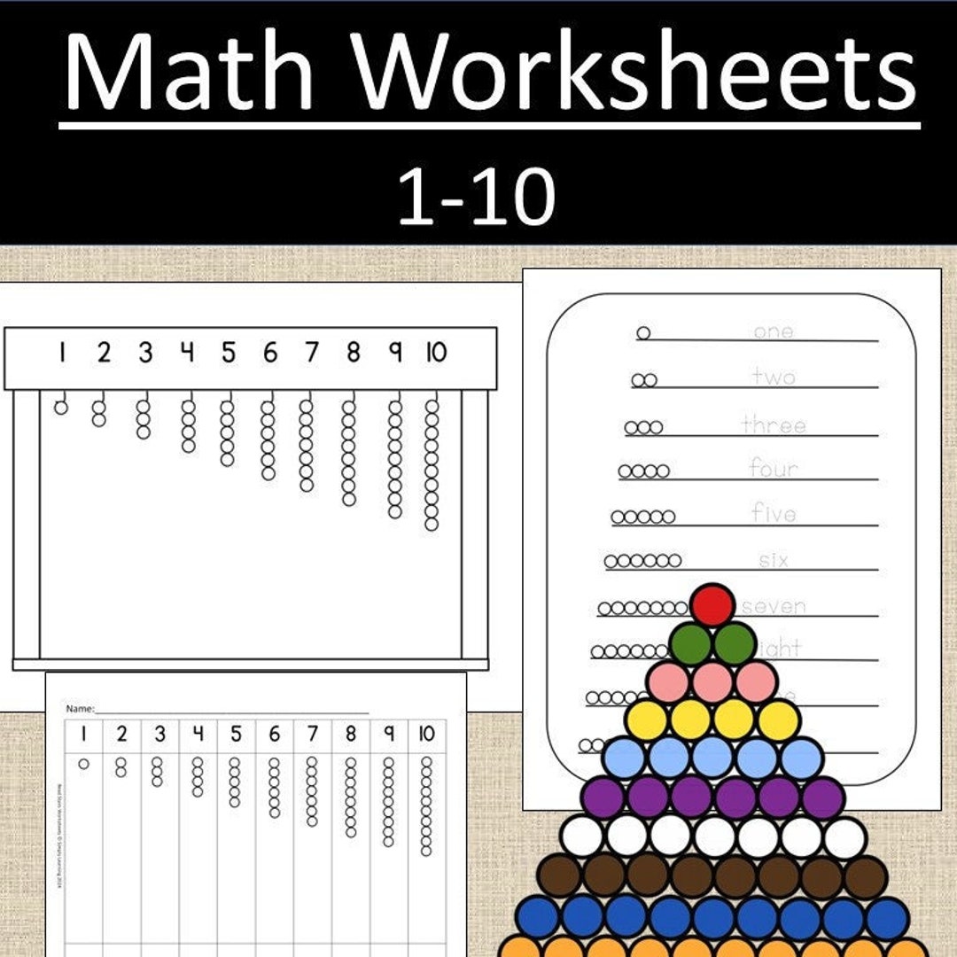Math Worksheets Bead Stairs Bars Montessori Preschool 1-10 Activities ...