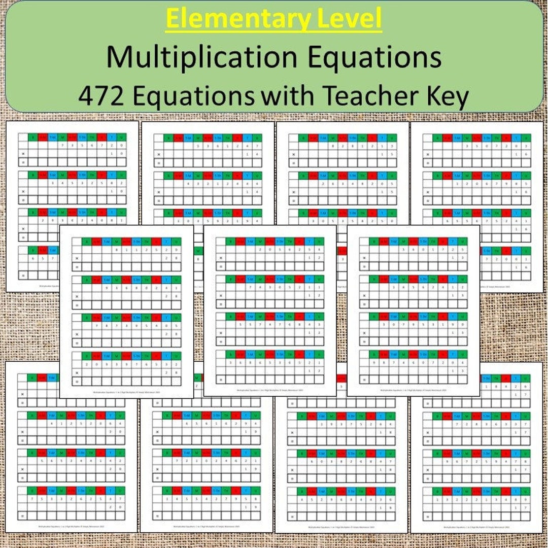 Multiplication Equations Montessori Math Elementary Homeschool - Etsy