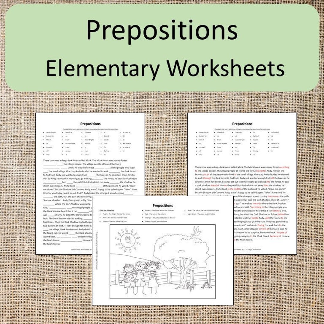 Preposition Work Elementary Montessori Homeschool Worksheets Reading ...