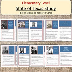 State of Texas Research Cards Elementary Montessori Homeschool - Etsy