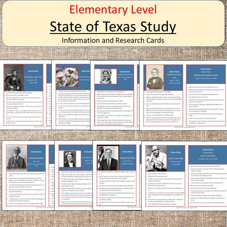 State of Texas Research Cards Elementary Montessori Homeschool - Etsy