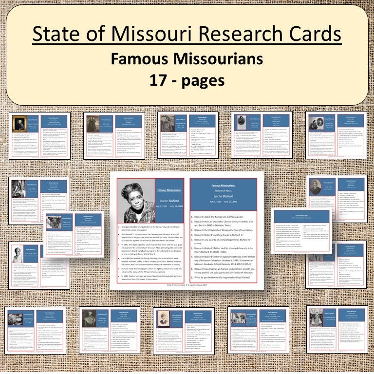 State of Missouri Research Cards Elementary Montessori - Etsy