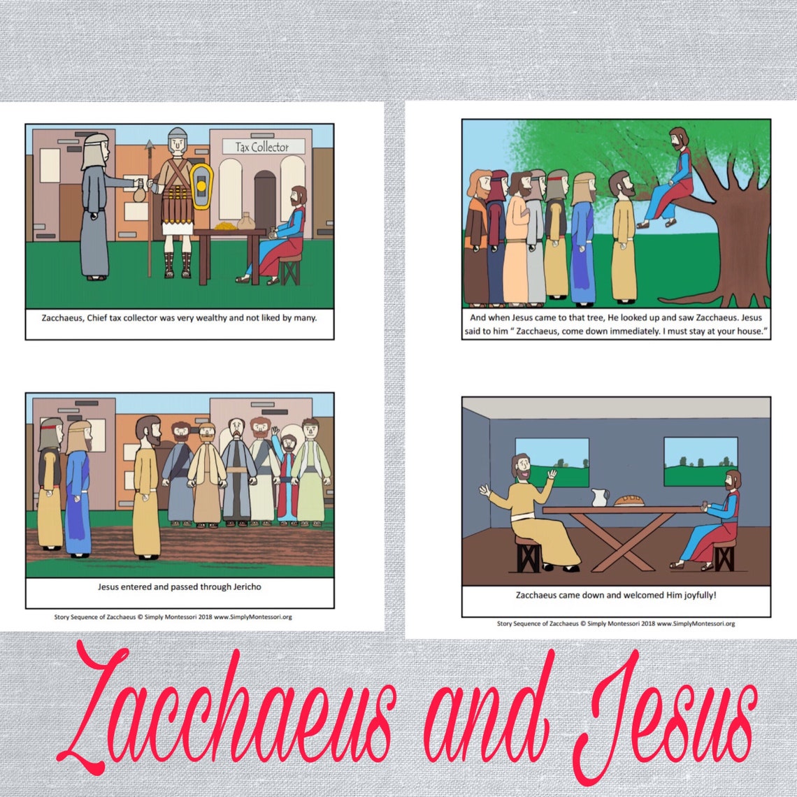Zacchaeus Sequence Story Sunday School Preschool Home School Montessori ...