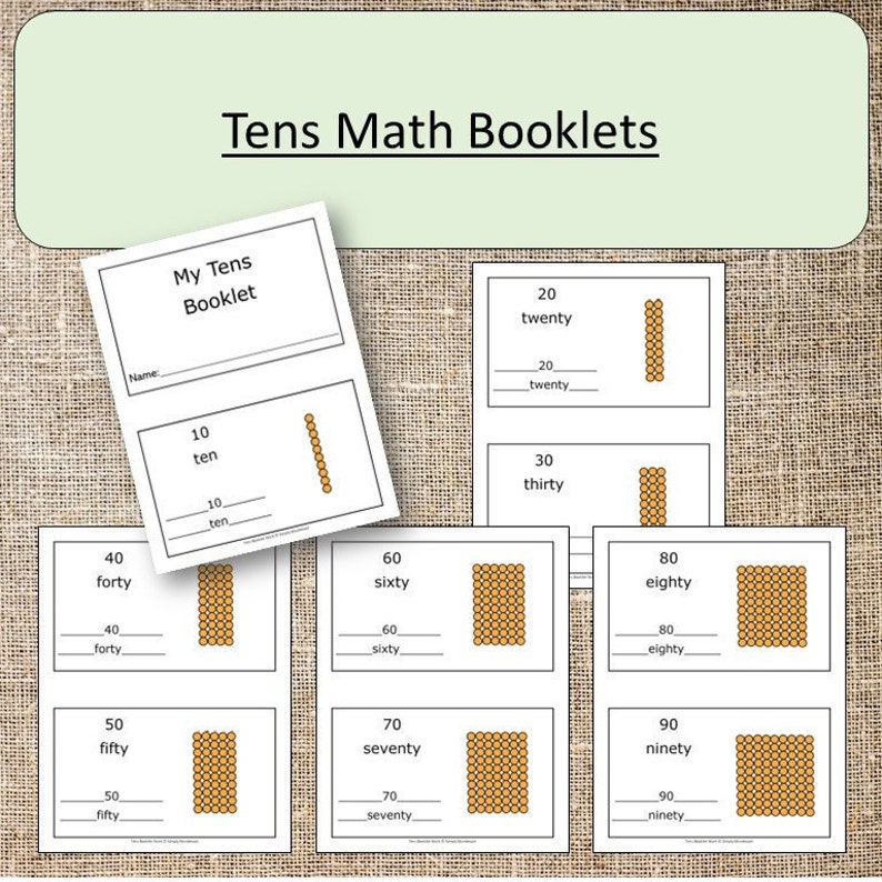 Tens Booklet Math Numerals and Numbers Montessori Homeschool Preschool ...