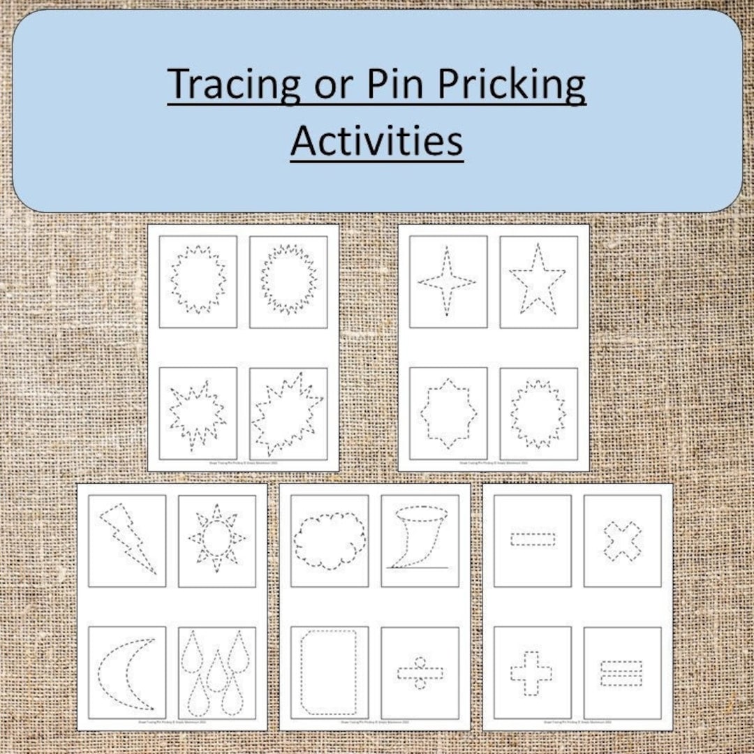 Shape Tracing/ Cutting/pin Pricking Montessori Fine Motor Pencil Grip ...