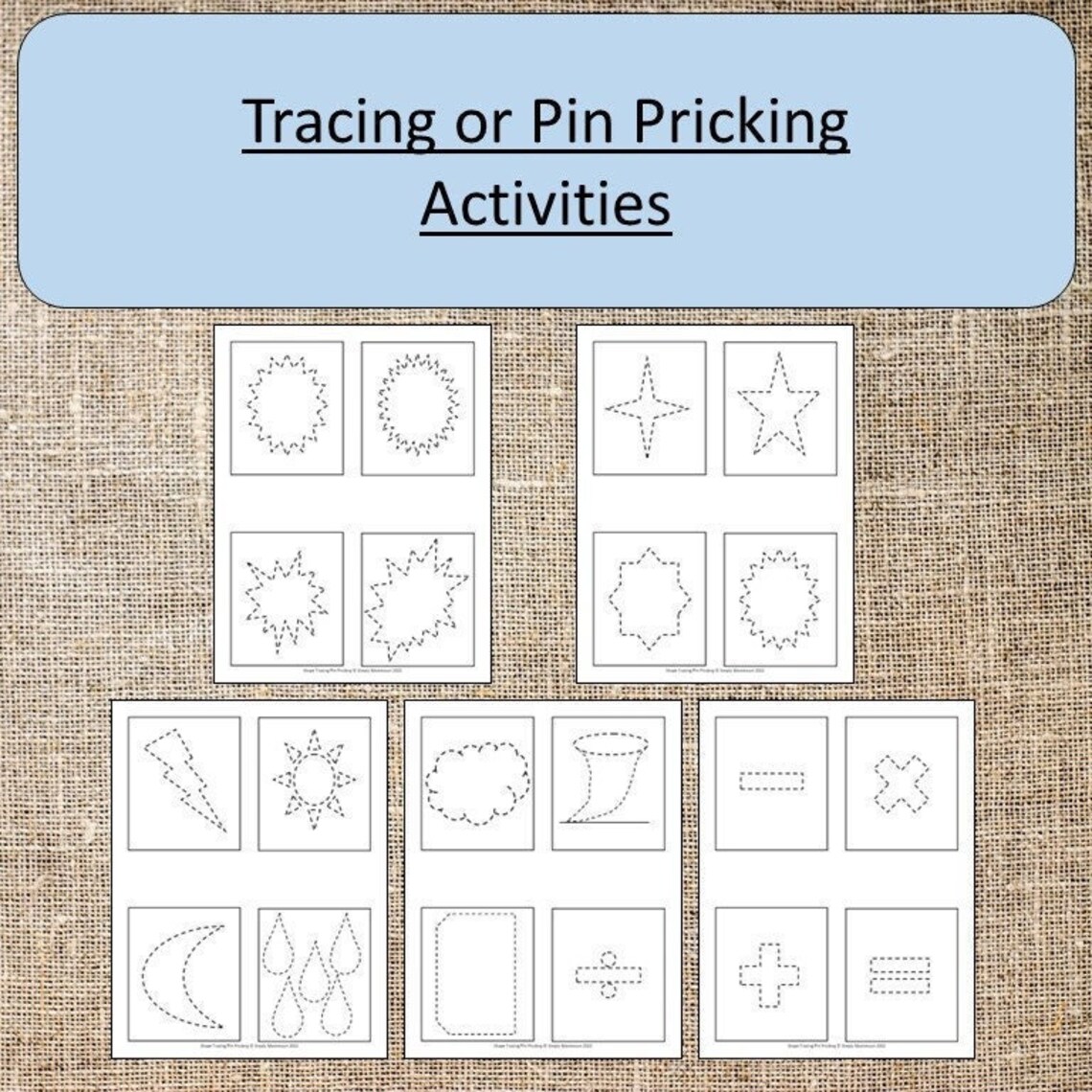 Shape Tracing/ Cutting/pin Pricking Montessori Fine Motor Pencil Grip ...