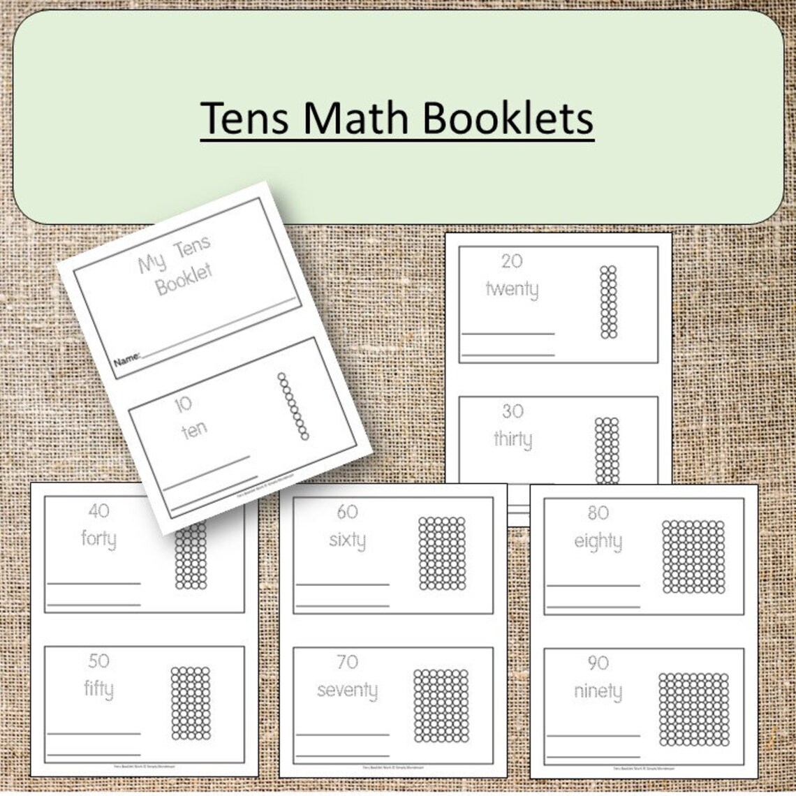 Tens Booklet Math Numerals and Numbers Montessori Homeschool Preschool ...