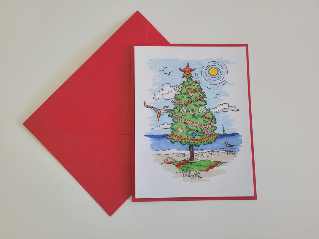 Christmas Cards Set of Christmas Cards Beach Themed Christmas Cards ...