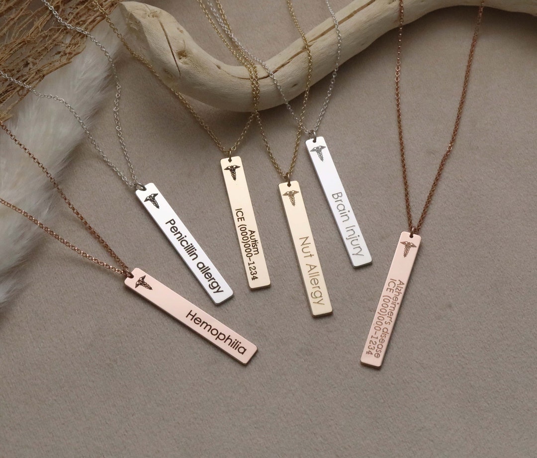 Medical ID Vertical Necklace • Medical Alert • Personalized Medical ID ...