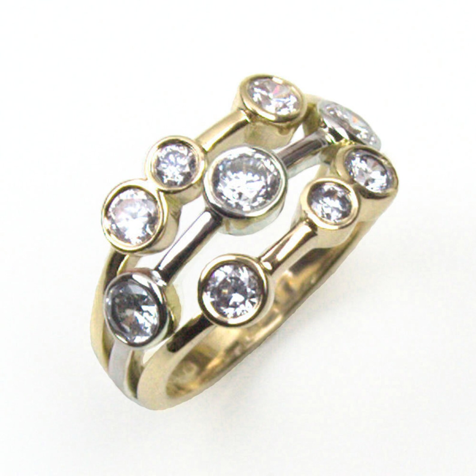 9ct Multi-colour Gold Raindrop Ring 1.11ct Diamond Unique - Etsy